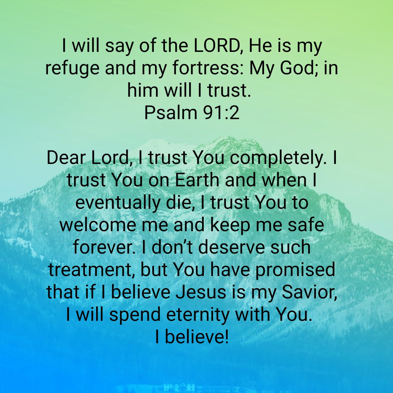 Psalm 91:2 Prayer | Praises & Phrases