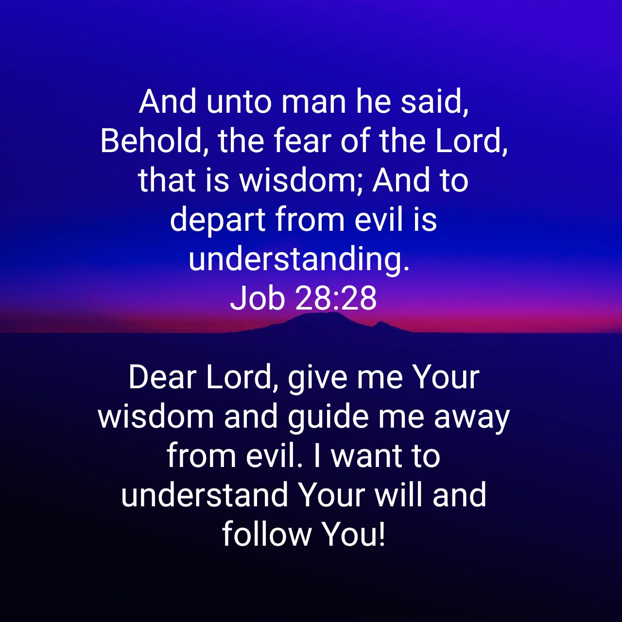 Job 28:28 Prayer | Praises & Phrases